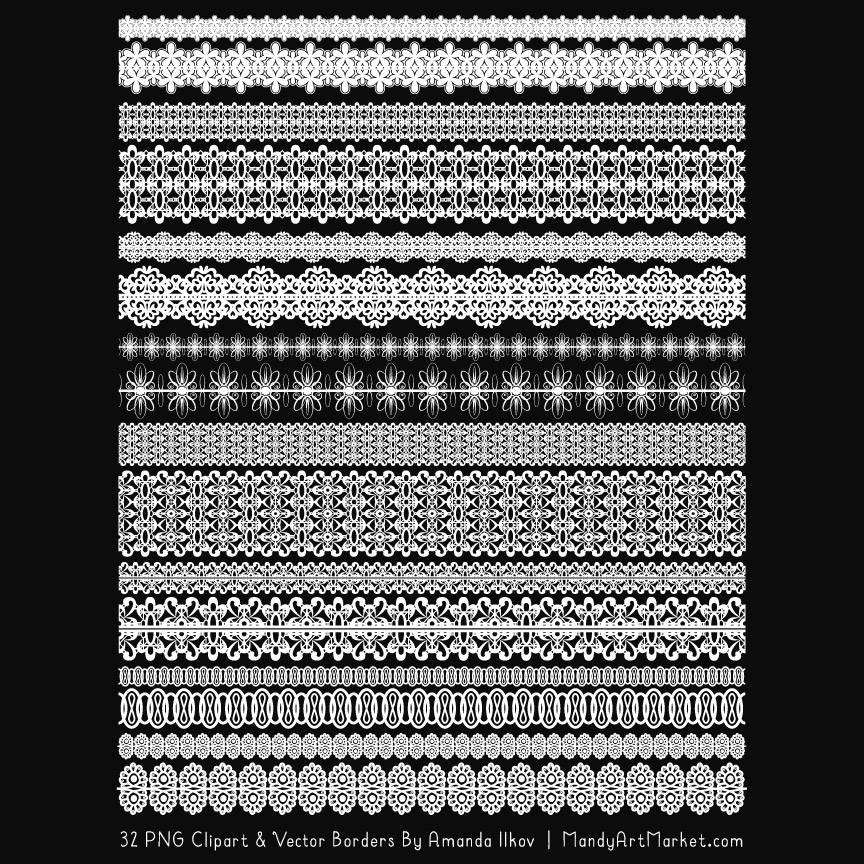 White Lace Borders Clipart & Vectors - White Lace Borders, White Vector ...