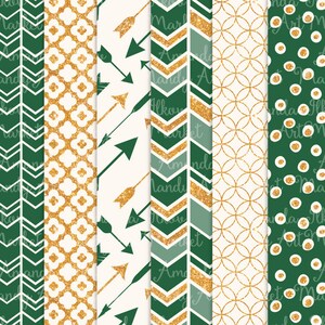 Premium Boho Gold Glitter Digital Paper in Emerald Green Gold Digital ...