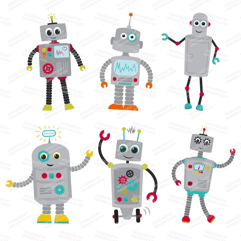 Premium Robots & Gears Clip Art With Vectors - Friendly Robot Clipart ...