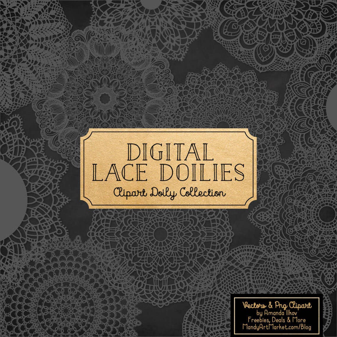 Premium Large Pewter Lace Doily Vectors - Doily Clipart Images, Digital ...