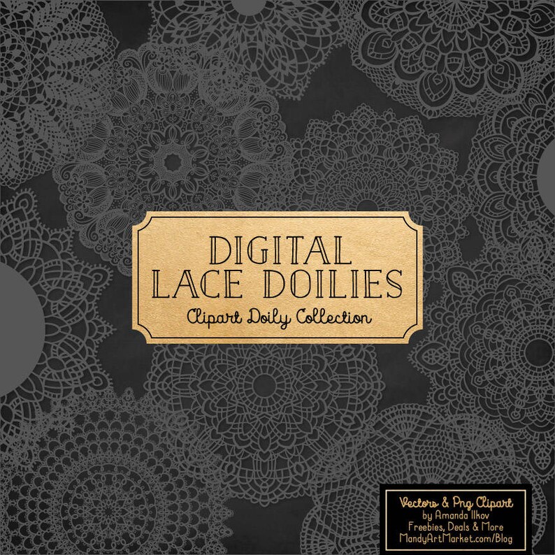 Premium Large Pewter Lace Doily Vectors - Doily Clipart Images, Digital ...