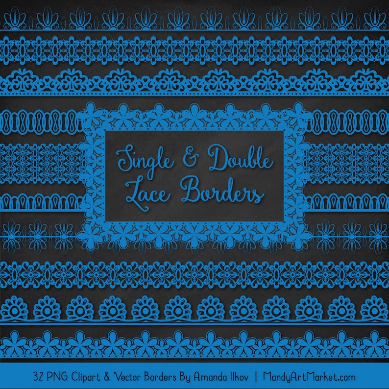 Blue Lace Borders Clipart & Vectors Blue Lace Borders Blue - Etsy