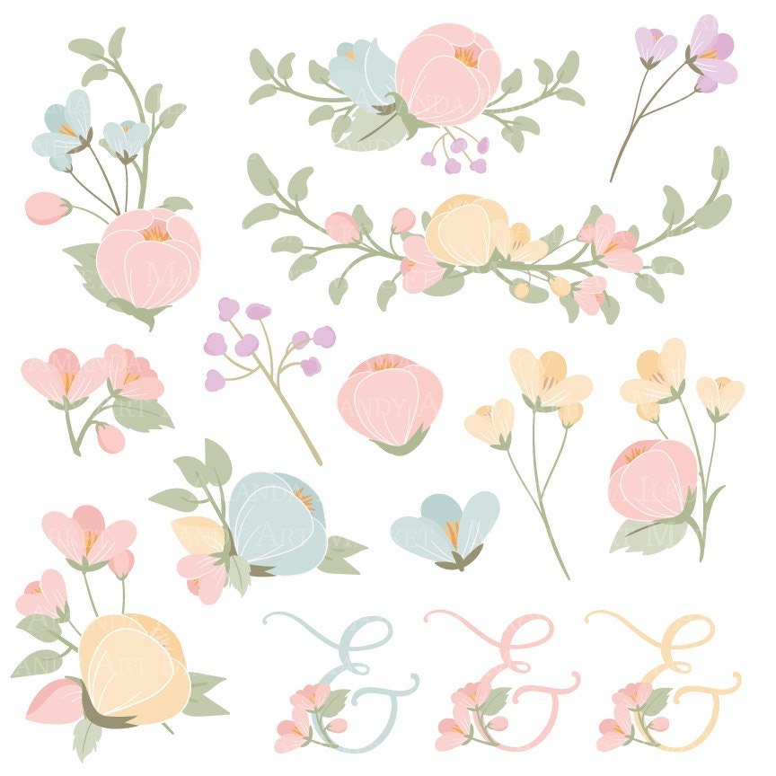 Emma Floral Heart Clipart & Vectors in Grandmas Garden - Etsy Canada