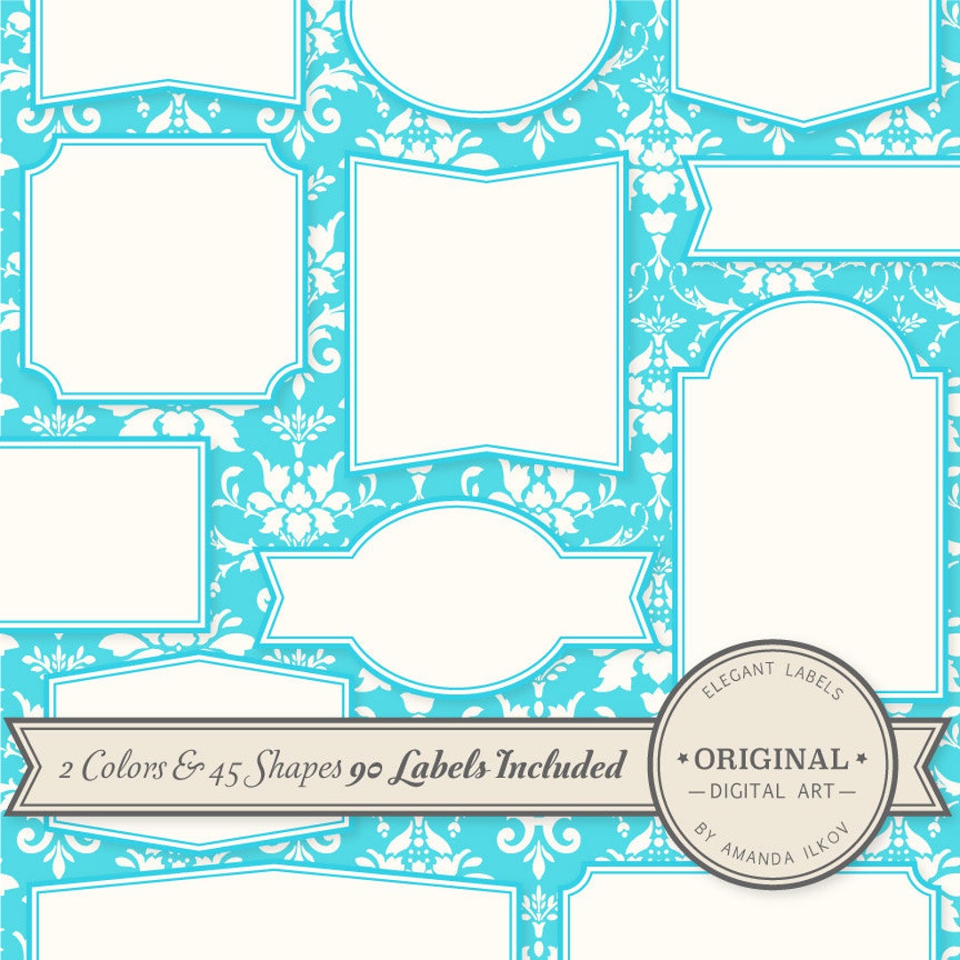 Professional Elegant Labels - Tropical Blue Labels, Blue Tags, Digital ...