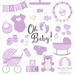 Premium Oh Baby Clipart & Vectors Set in Lavender Lavender Purple Baby ...