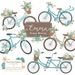 Emma Floral Bicycle Clipart & Vectors in Vintage Blue Rose | Etsy