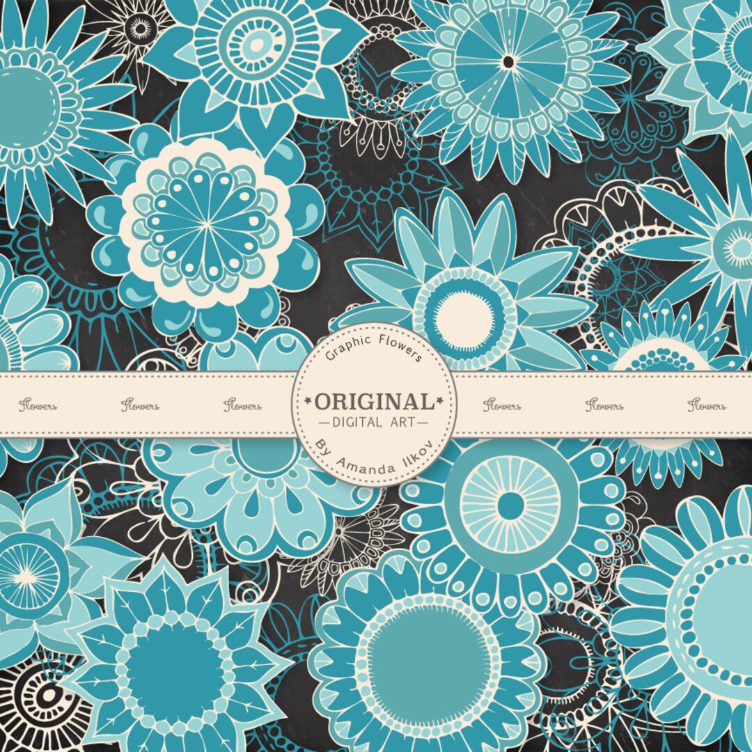 Professional Vintage Blue Flowers Clipart & Vectors - Floral Clip Art ...