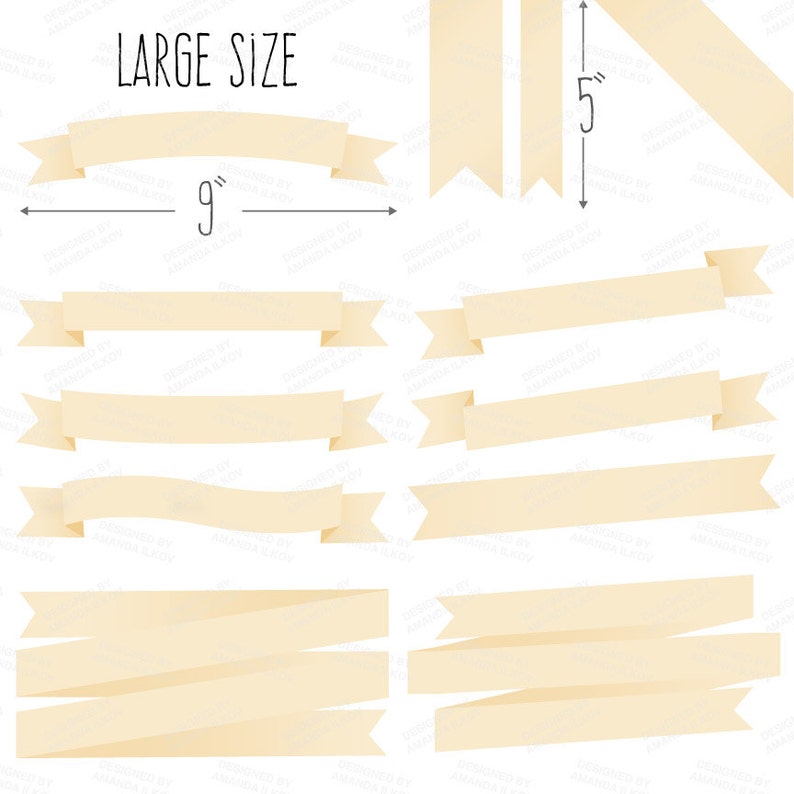 Professional Digital Ribbon Banners Cream Banners Cream | Etsy