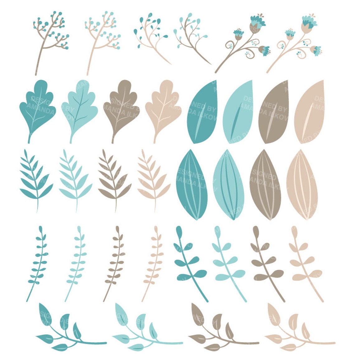 Premium Vintage Blue Flowers Clipart & Floral Vectors | Etsy