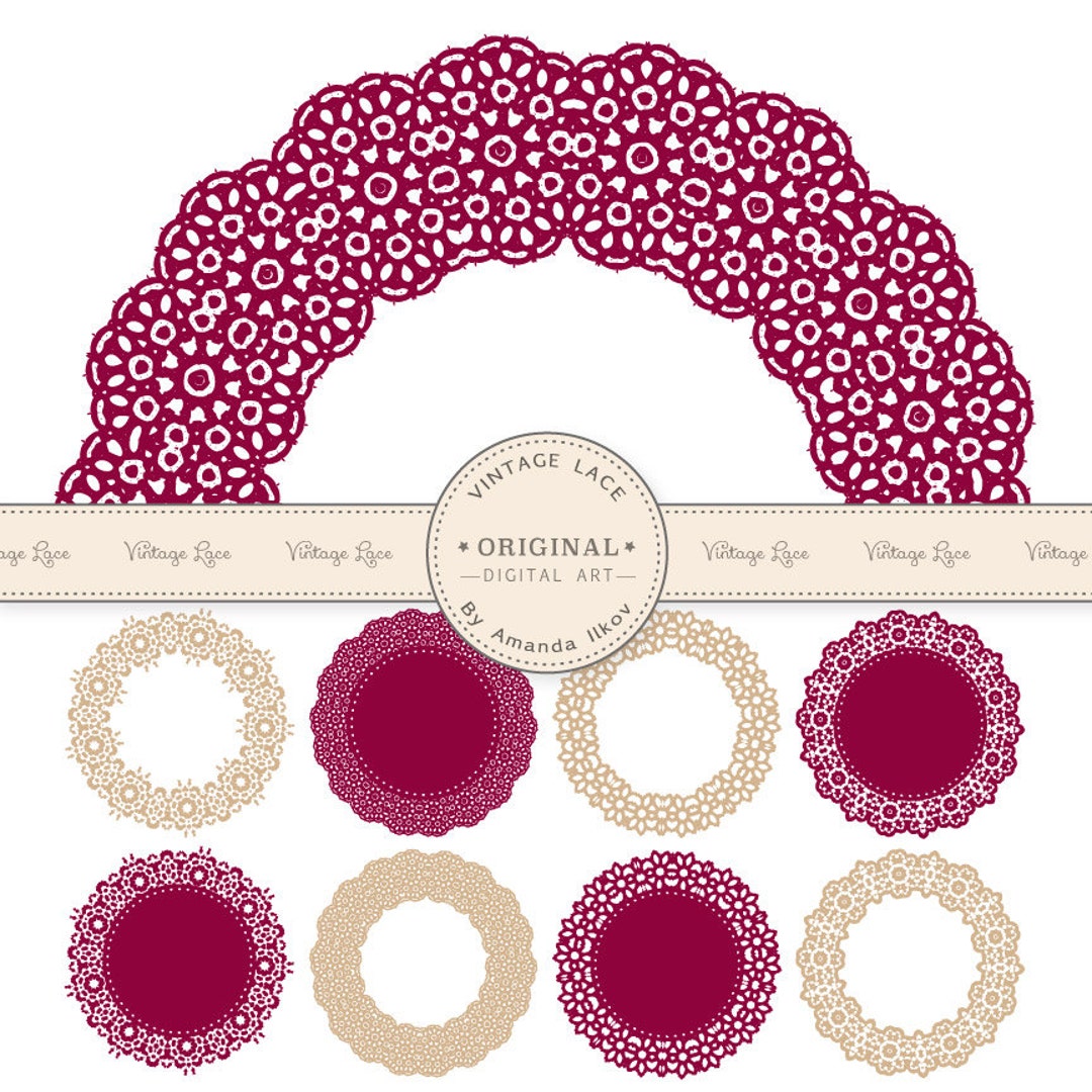 Large Vintage Lace Clipart Frames & Doilies Lace Wedding Clip Art ...