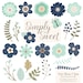 Cute Flowers Clipart in Navy & Mint Navy and Mint Vector Flowers, Navy ...