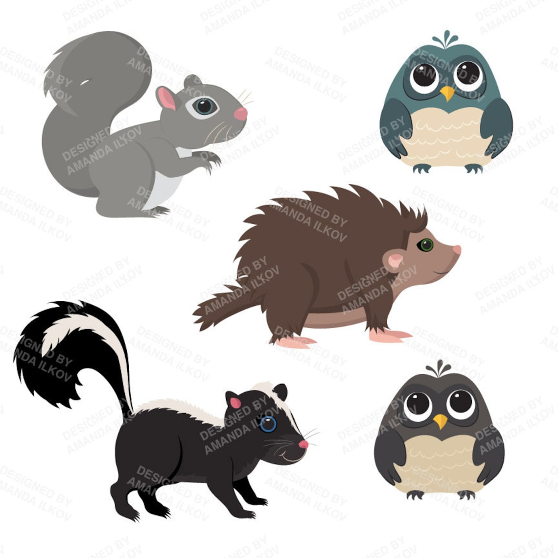 Premium Woodland Animal Clip Art, Woodland Animal Vectors - Woodland ...