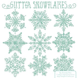 Premium Glitter Snowflakes - Glitter Snowflake Clipart, Snowflake ...