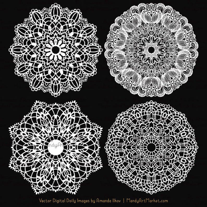 Premium Large White Lace Doily Vectors - Doily Clipart Images, Digital ...