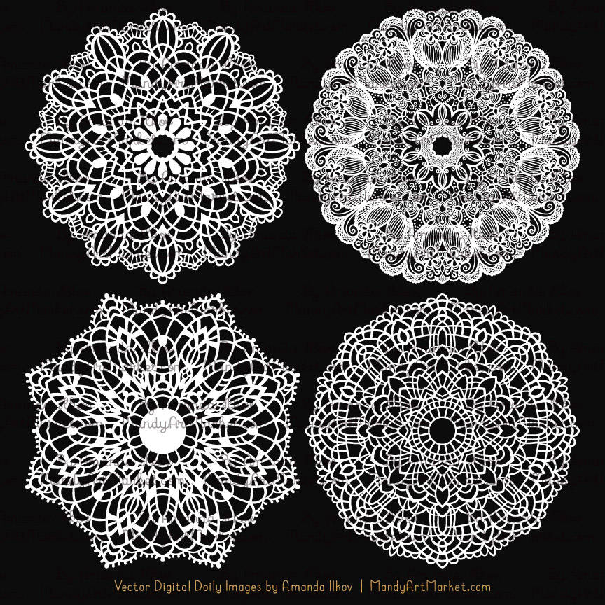Premium Large White Lace Doily Vectors - Doily Clipart Images, Digital ...