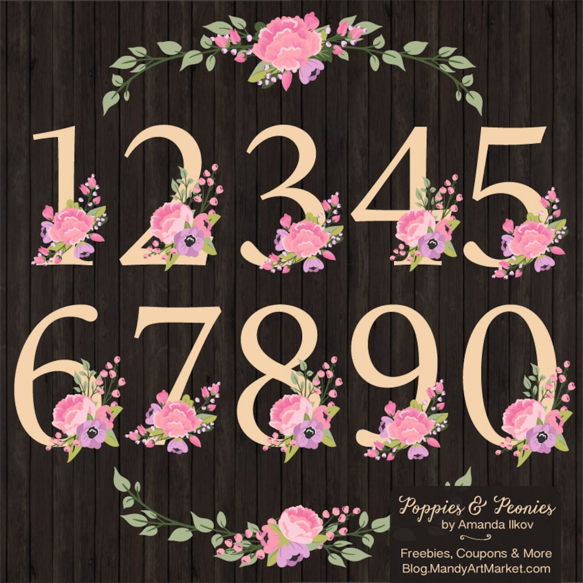 Premium Floral Numbers Clipart & Vectors Garden Party Flower | Etsy Israel