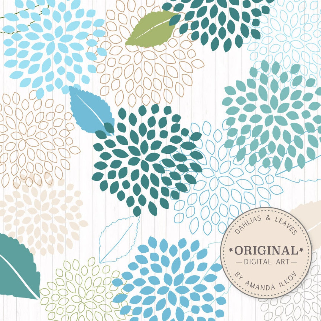 Premium Dahlia Clipart & Vectors - Blue Dahlia Clip Art, Dahlia Vector ...