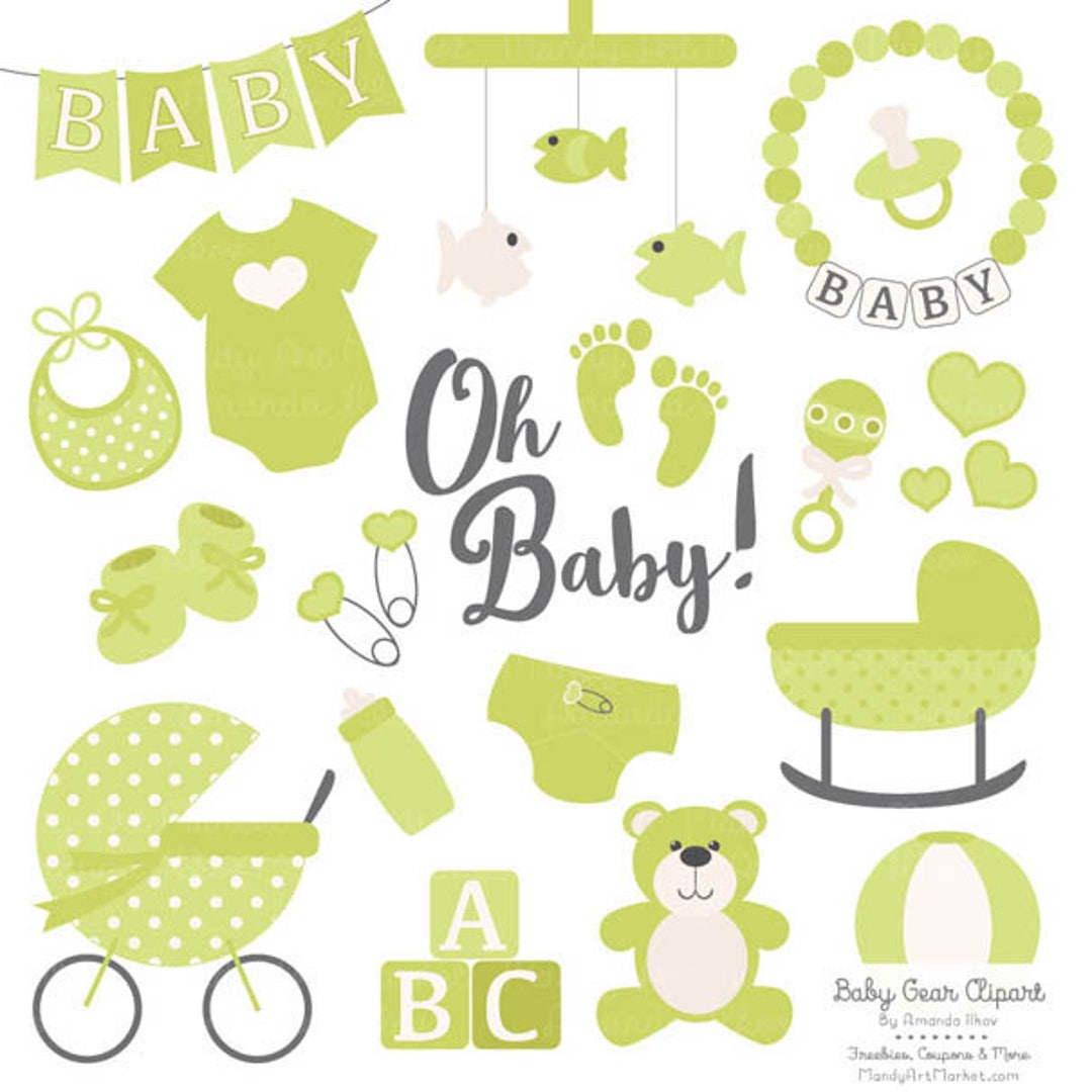 Premium Oh Baby Clipart & Vectors Set in Bamboo Bamboo Green Baby ...