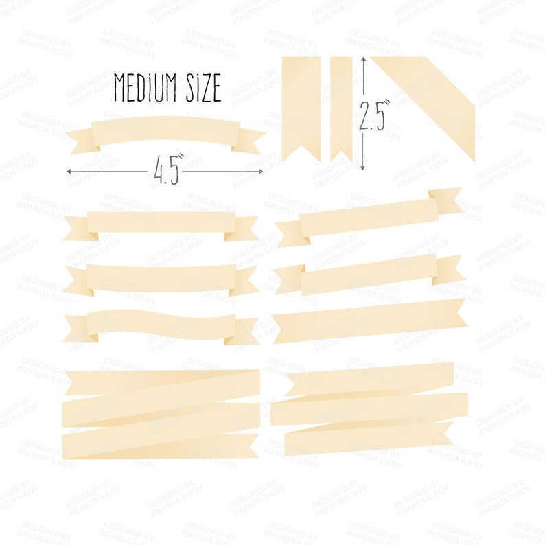Professional Digital Ribbon Banners Cream Banners Cream | Etsy