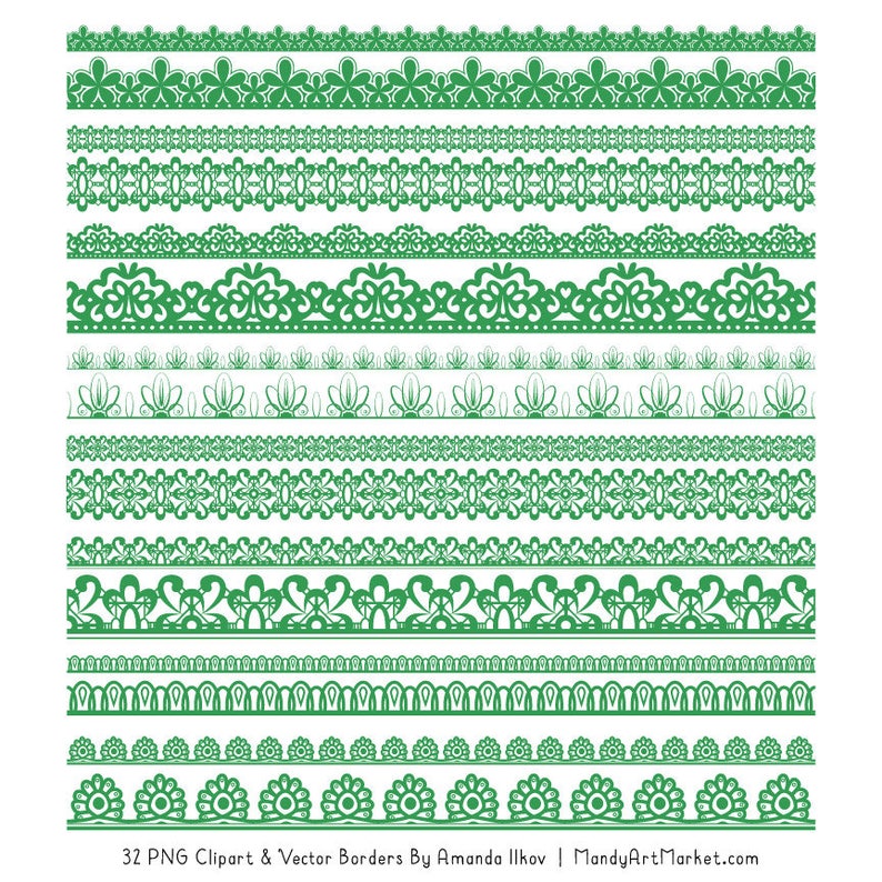 Green Lace Borders Clipart & Vectors Green Lace Borders - Etsy