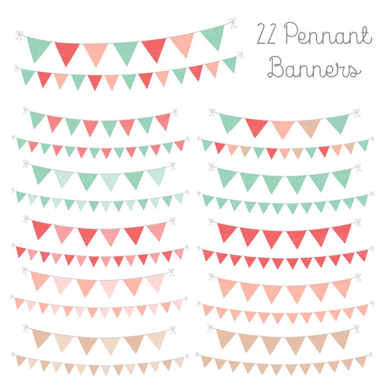 Professional Bunting Banner Clipart & Vectors in Mint and Coral ...