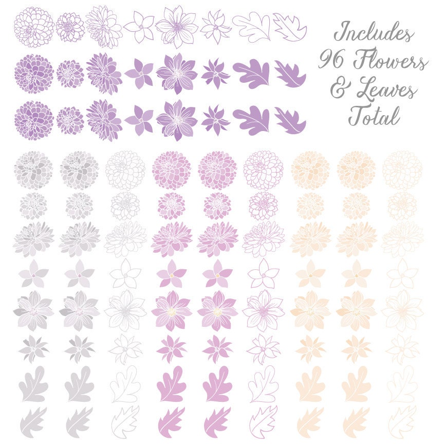Lucy Dahlia Clipart & Vectors in Lavender Purple Flowers | Etsy Canada