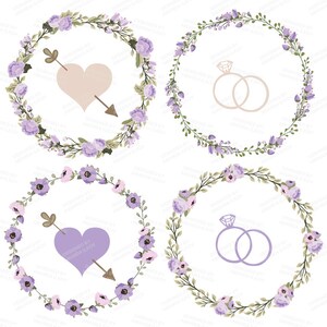 Premium Wedding Floral Clipart & Vectors - Lavender Wedding Clipart ...