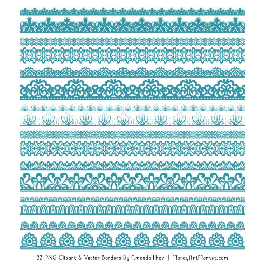 Vintage Blue Lace Borders Clipart & Vectors Vintage Blue | Etsy