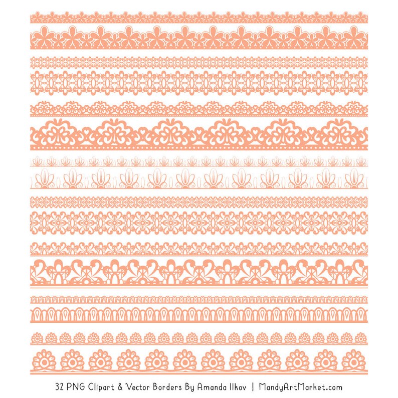 Peach Lace Borders Clipart & Vectors - Peach Lace Borders, Peach Vector ...