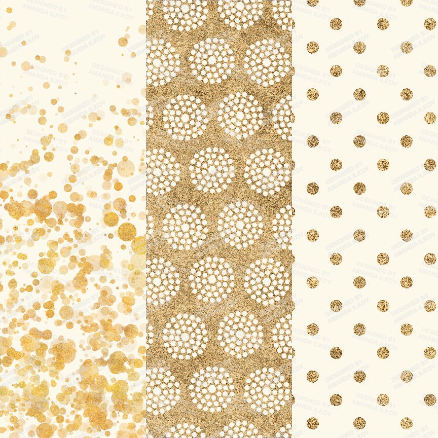 Premium Gold Glitter Digital Papers Gold Bokeh Digital | Etsy