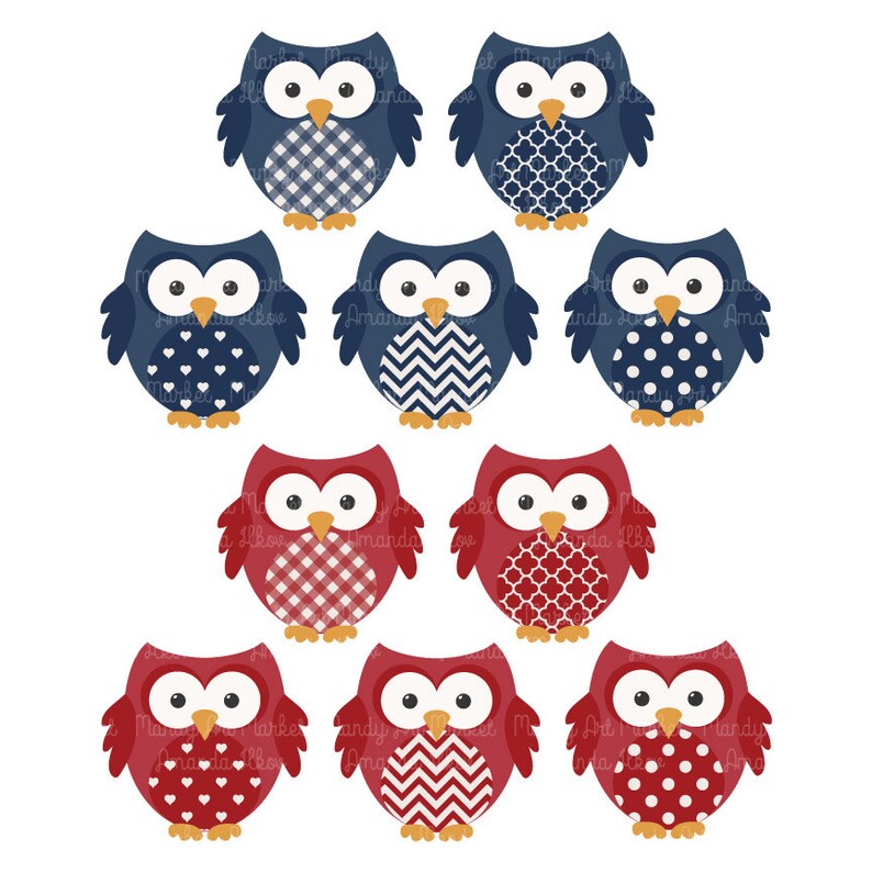 Premium Owl Clipart Vectors & Digital Papers in Americana | Etsy