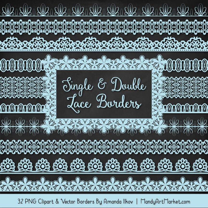 Soft Blue Lace Borders Clipart & Vectors - Soft Blue Lace Borders, Soft ...
