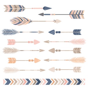 Professional Tribal Arrows Clipart & Vectors in Navy and Blush - Arrows ...