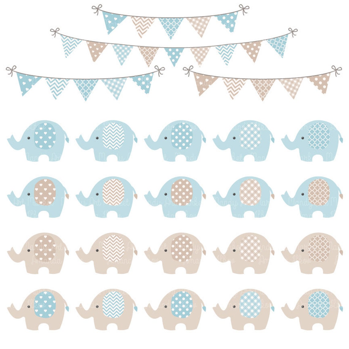 Premium Elephant Clipart Vectors & Digital Papers in Soft - Etsy
