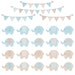 Premium Elephant Clipart, Vectors & Digital Papers in Soft Blue With ...