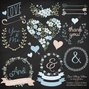 Premium Floral Clip Art & Vectors - Soft Blue Wedding Clip Art, Wedding ...