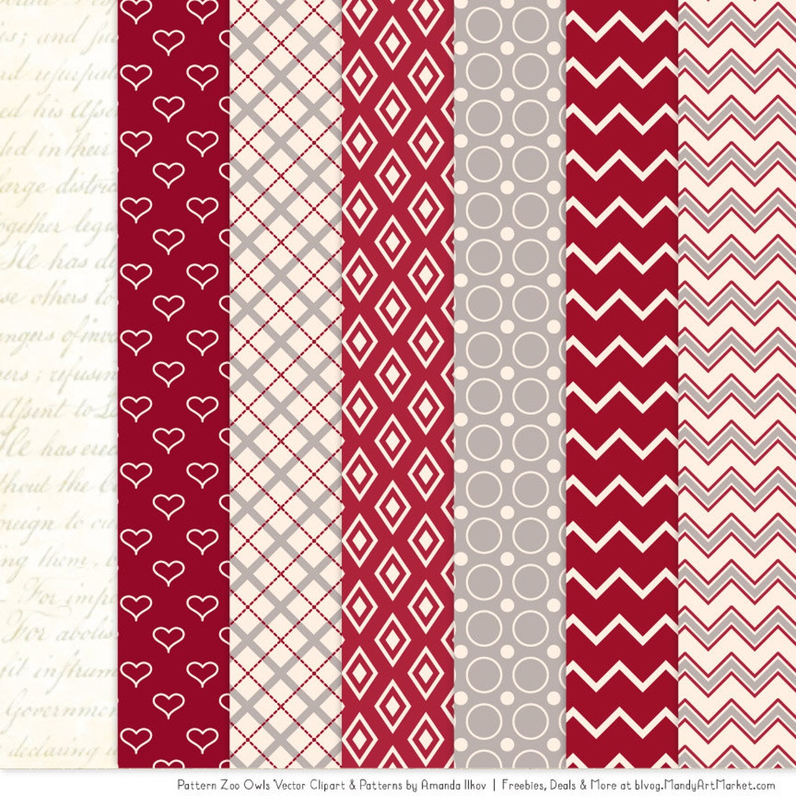 Patterned Ruby Owls Clipart and Digital Papers Ruby Red Owl - Etsy