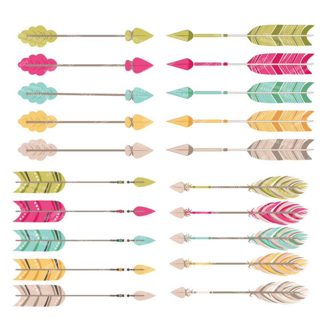 Professional Tribal Arrows Clipart & Vectors in Bohemian - Etsy