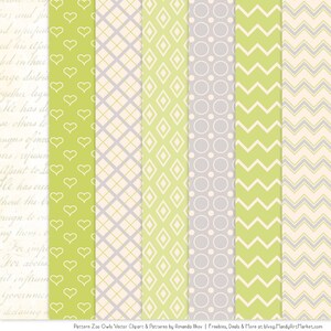 Patterned Bamboo Owls Clipart and Digital Papers Green Owl - Etsy