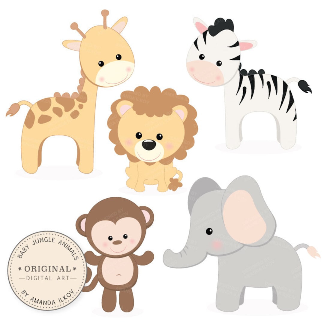 Cartoon Baby Jungle Animals Clipart