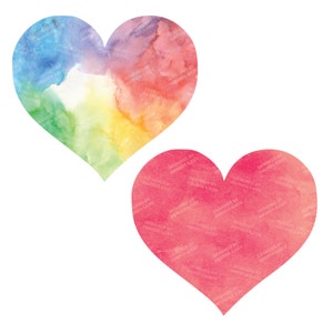 Hand Painted Bright Watercolor Hearts Clipart Watercolor Heart Clip Art ...