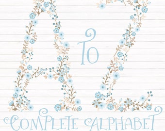 Professional Floral Alphabet Clipart & Vectors Soft Pink Floral ...