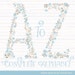 Professional Floral Alphabet Clipart & Vectors Soft Blue | Etsy