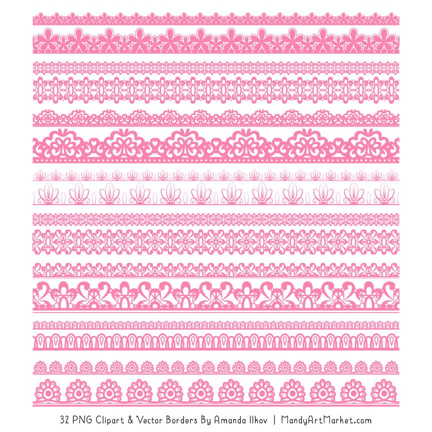 Pink Lace Border Clip Art
