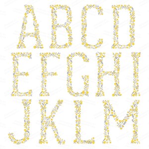 Professional Floral Alphabet Clipart & Vectors - Yellow Floral Monogram ...
