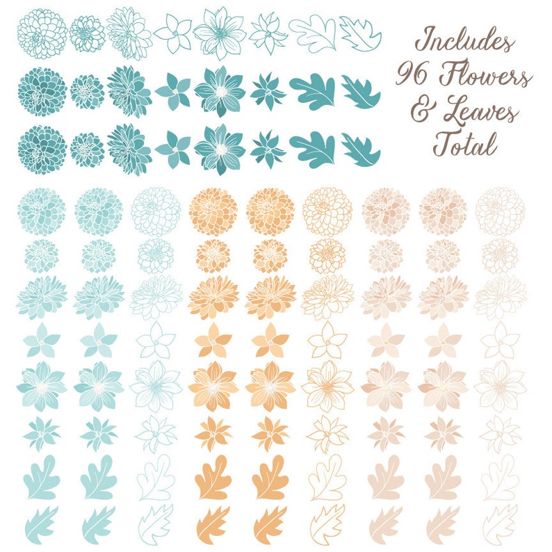 Lucy Dahlia Clipart & Vectors in Vintage Blue - Blue Flowers, Vector ...