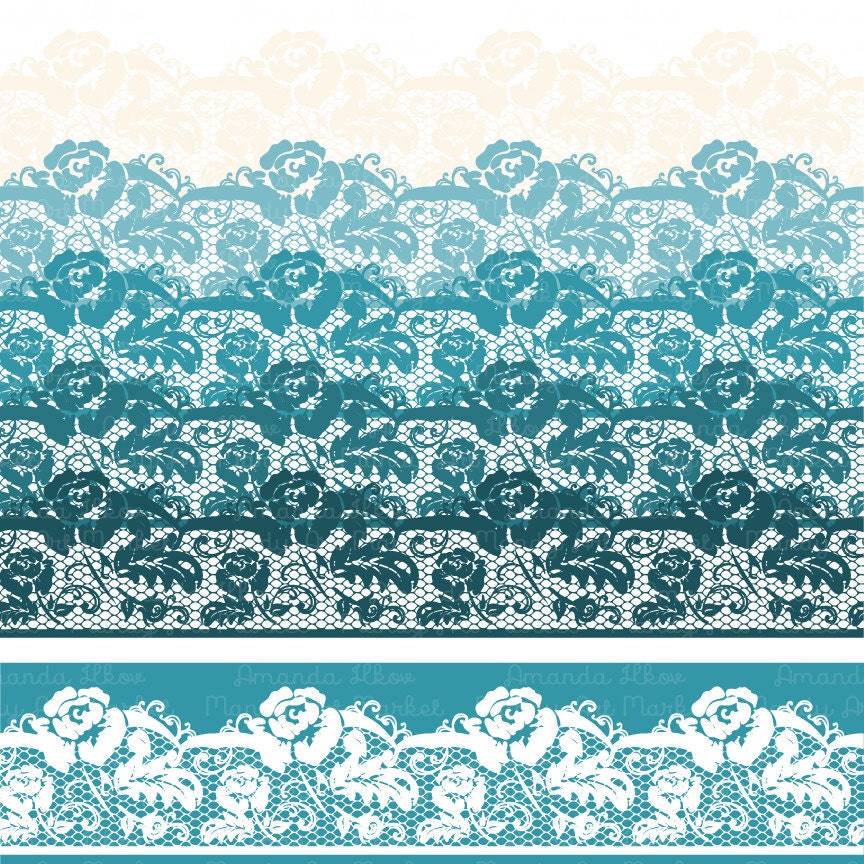 Professional Rose Lace Borders in Vintage Blue - Lace Border, Lace ...