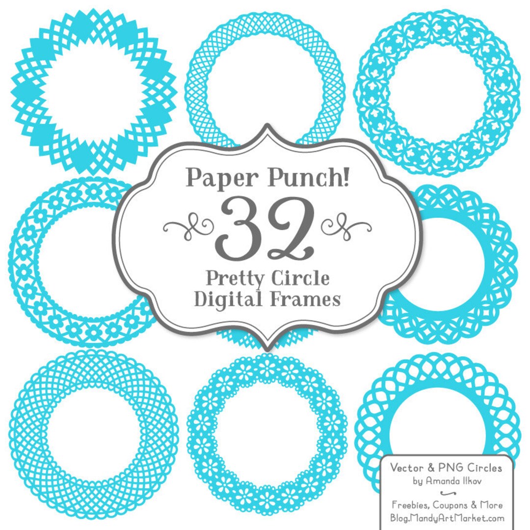 32 Premium Paper Punch Tropical Blue Lace Frames Clipart & Vectors ...