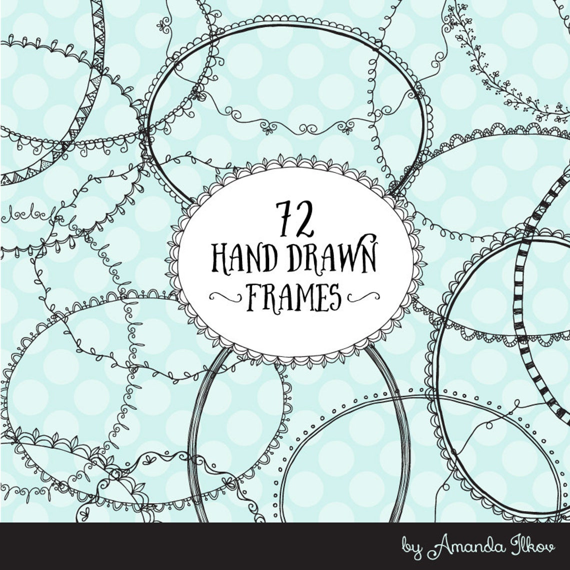 Premium Set of 72 Digital Black Lace Frames, Scrapbook Frames - Black ...