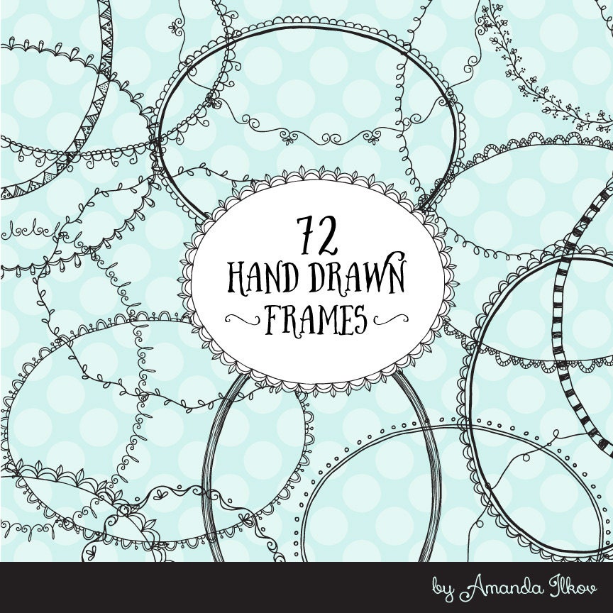 Premium Set of 72 Digital Black Lace Frames, Scrapbook Frames - Black ...